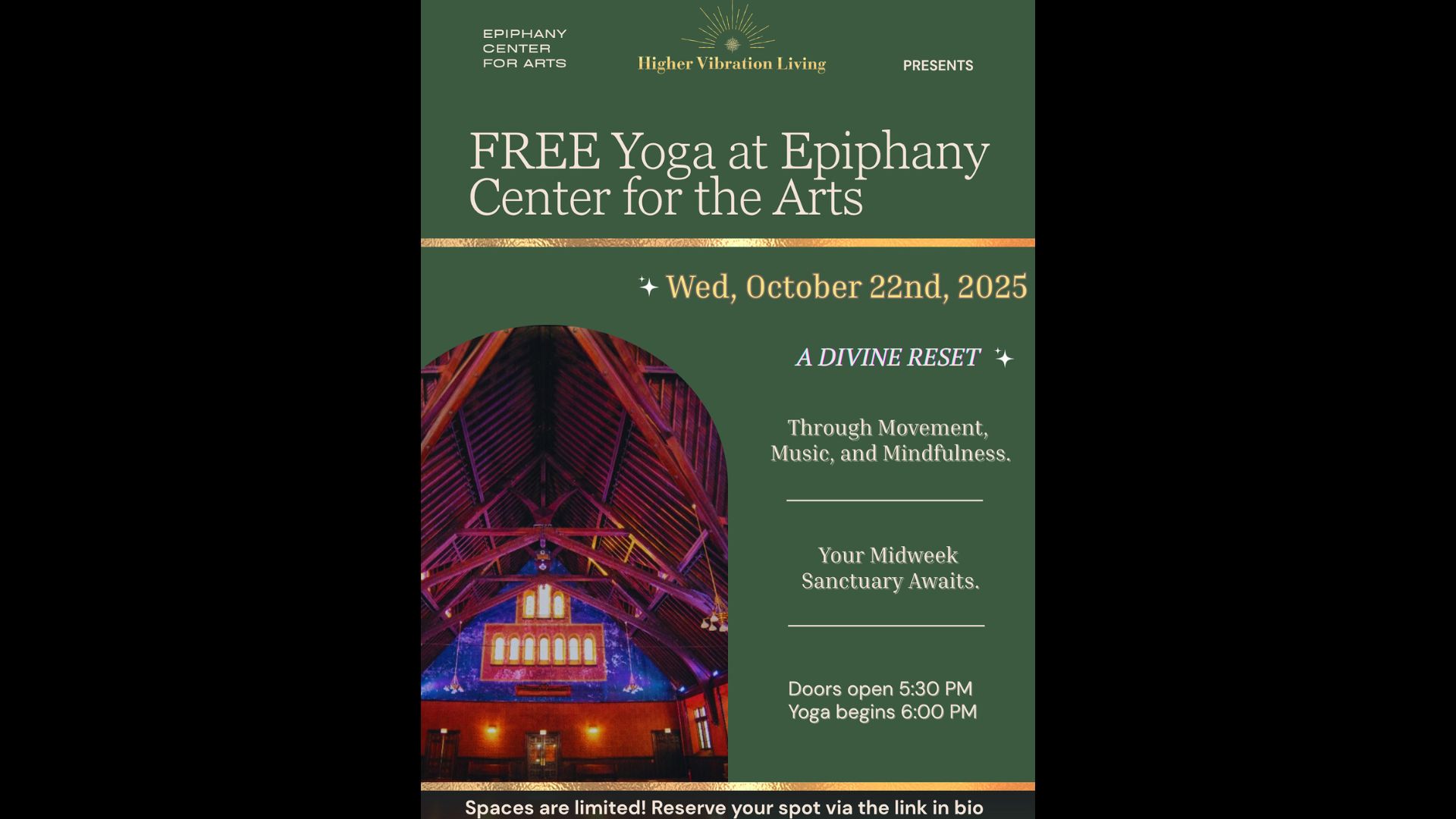 SOLD OUT! Wednesday Wellness Sacred Sanctuary Flow - Epiphany Center ...